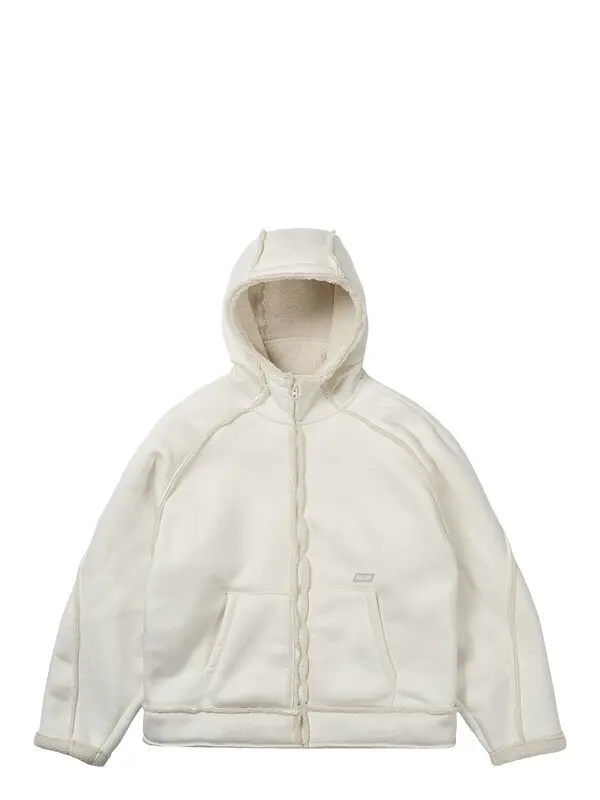 PALACE Sherpa Faux Suede Hooded Jacket - White
