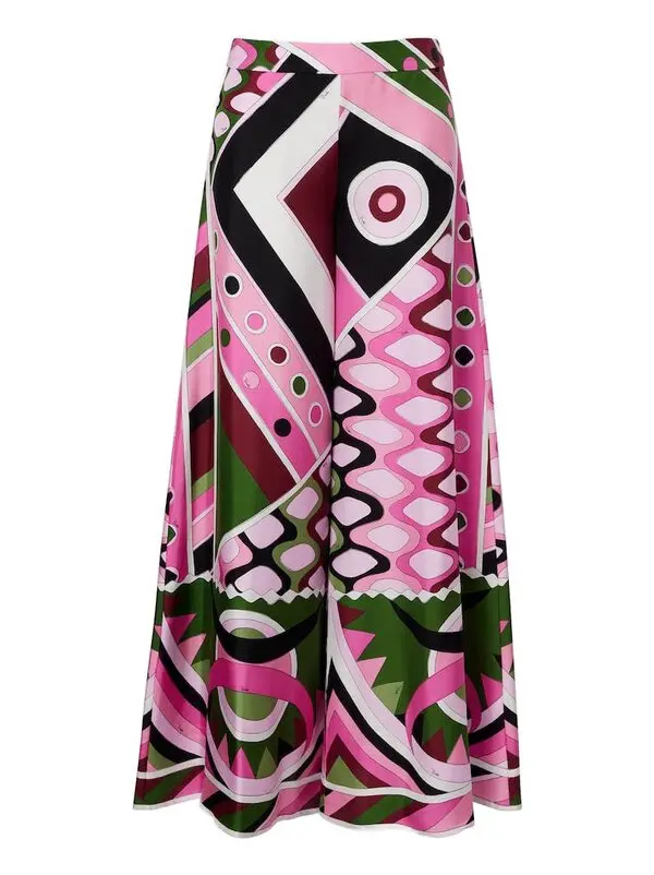Emilio Pucci Vivara Silk Satin Wide-leg Pants - Pink