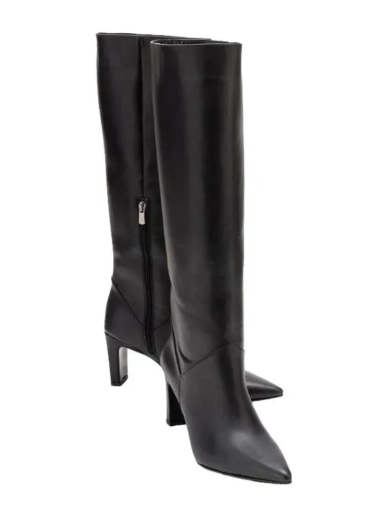 FOREVER & ALWAYS SHOES Merla Leather Block Heel Boots - Black