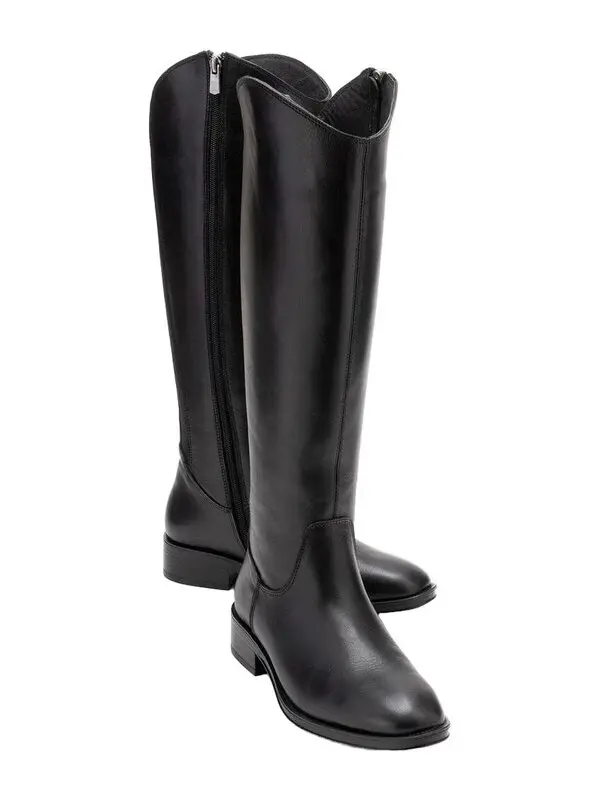 FOREVER & ALWAYS SHOES Ruiz Leather Knee High Boots - Black
