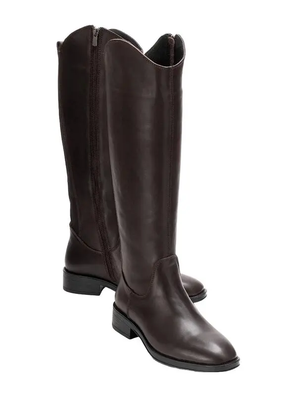 FOREVER & ALWAYS SHOES Ruiz Leather Knee High Boots - Brown
