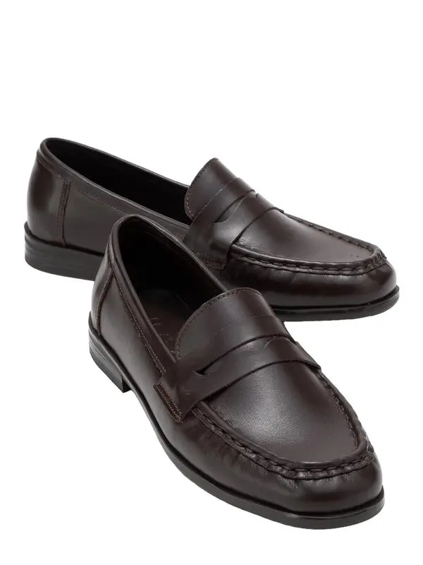 FOREVER & ALWAYS SHOES Valia Leather Loafer - Brown