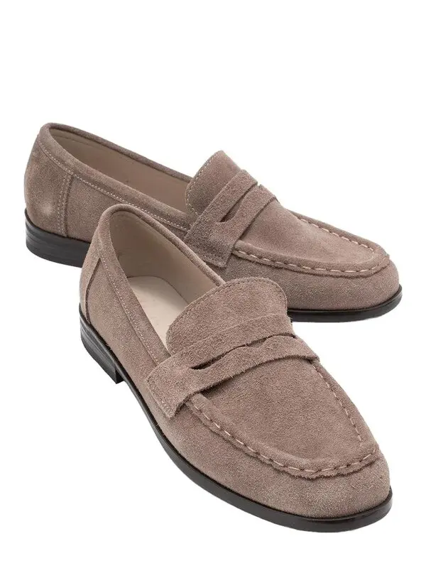 FOREVER & ALWAYS SHOES Valia Leather Loafer - Taupe Suede