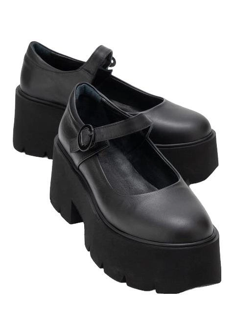FOREVER & ALWAYS SHOES Orina Leather Platform Mary Jane Shoe - Black