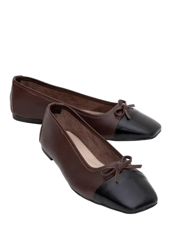 FOREVER & ALWAYS SHOES Leather Ballet Flat - Brown