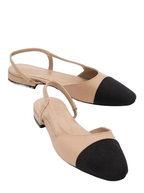 PROLOGUE SHOES Lujo Slingback Ballerina Flats - Beige