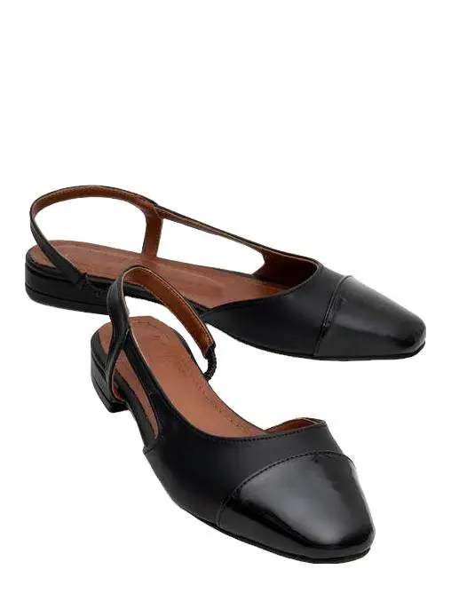 PROLOGUE SHOES Lujo Slingback Ballerina Flats - Black