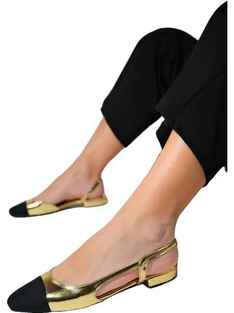 PROLOGUE SHOES Lujo Slingback Ballerina Flats - Gold