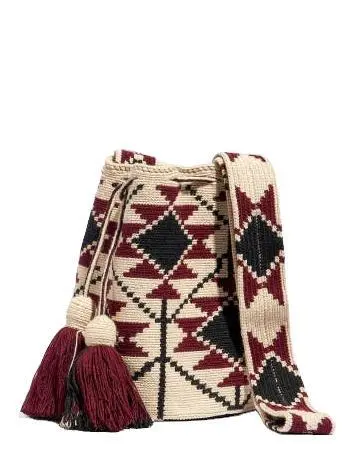 ONE THREAD COLLECTIVE Girasol Crochet Cross-body Bag - Beige + Burgundy
