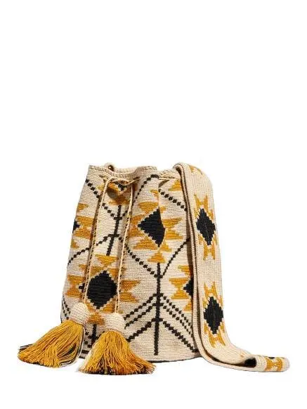 ONE THREAD COLLECTIVE Girasol Crochet Cross-body Bag - Beige + Gold