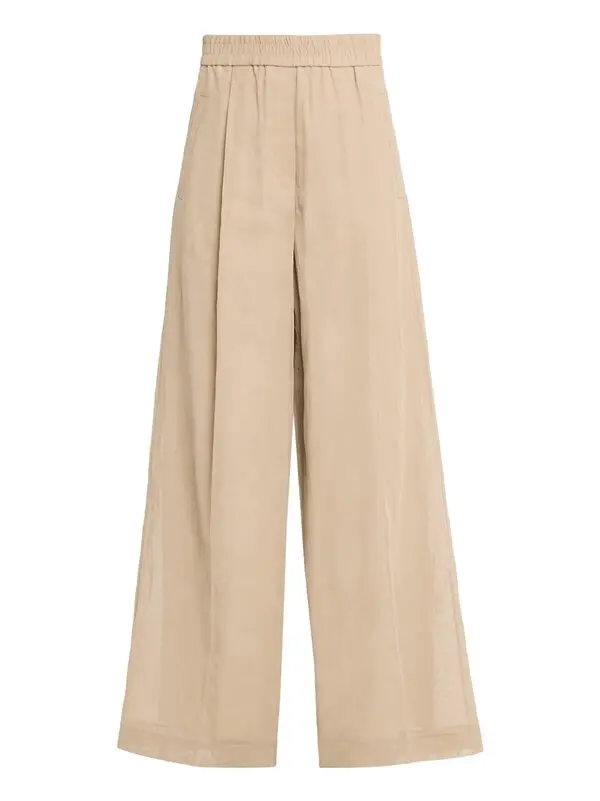 Brunello Cucinelli Cotton Gauze Wide-leg Track Pants - Coffee Cream