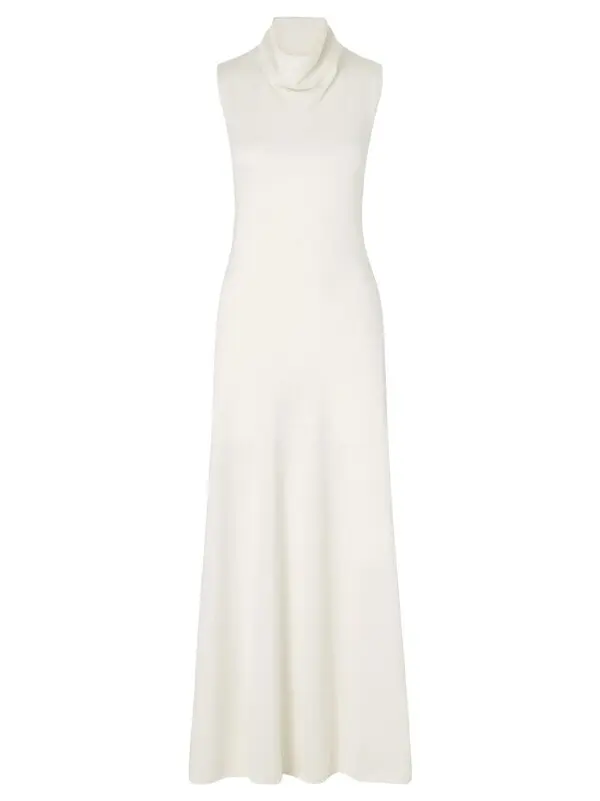 TOM FORD Draped Wool-blend Piqué Maxi Dress - Off-white