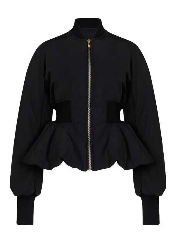 Alaïa Nylon Peplum Bomber - Black