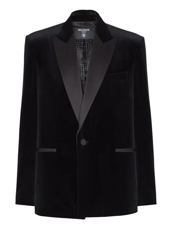 Balmain Satin-trim Velvet Blazer - Black