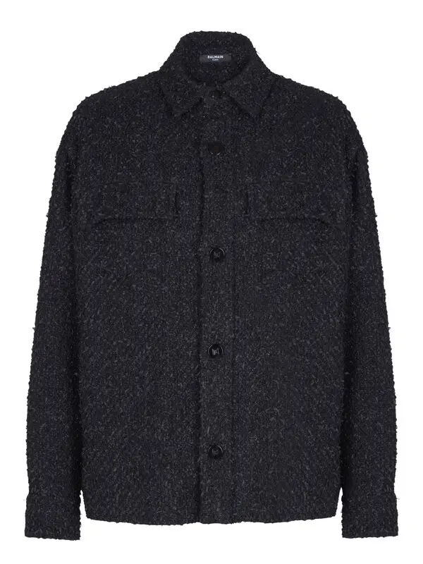 Balmain Tweed Overshirt - Black