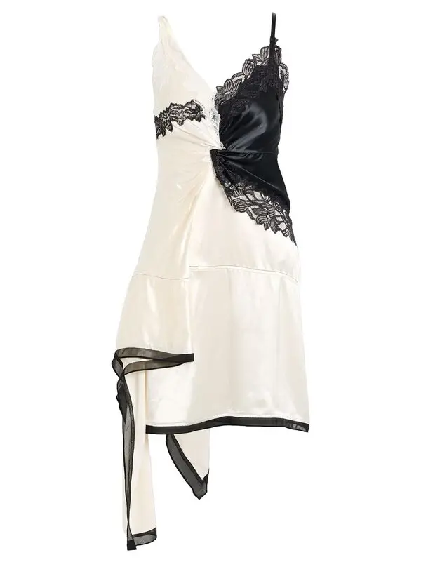 3.1 Phillip Lim Draped Lace-trimmed Satin Mini Dress - Ivory