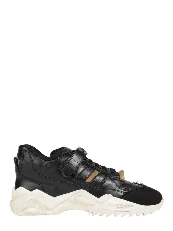 MAISON MARGIELA Distressed Leather And Suede Sneakers - Black