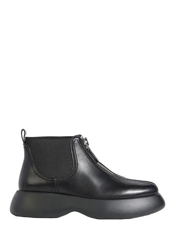3.1 Phillip Lim Mercer Leather Platform Ankle Boots - Black