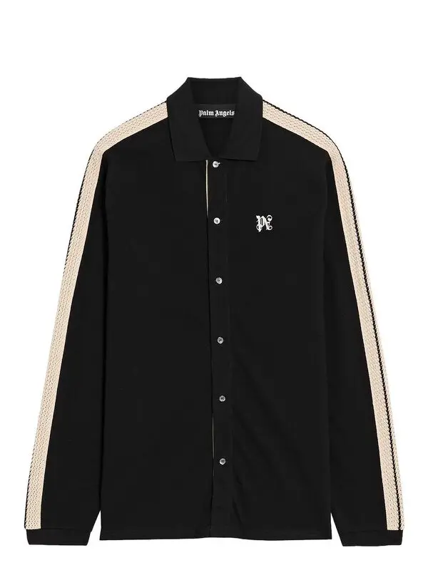 Palm Angels Crochettrimmed Cottonpiqué Shirt - Black