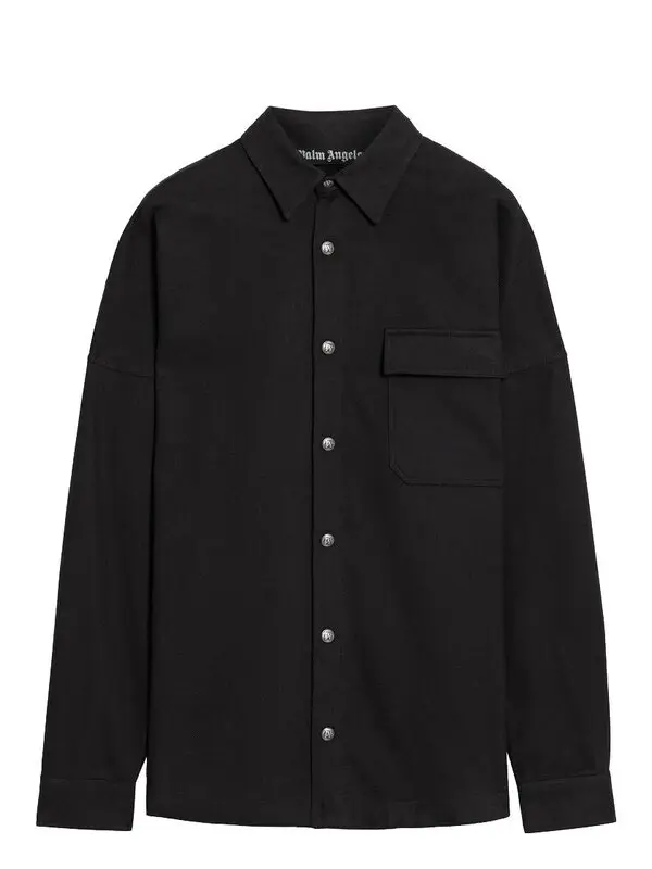 Palm Angels Printed Cottontwill Overshirt - Black