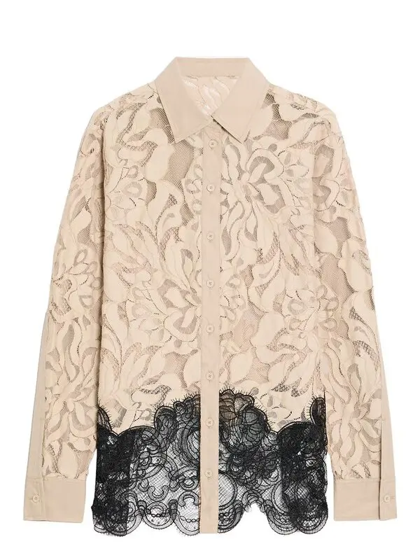 3.1 Phillip Lim Two-tone Corded Lace Shirt - Beige