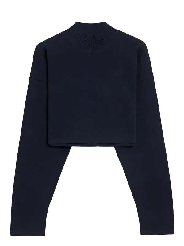 3.1 Phillip Lim Cropped Stretch-knit Turtleneck Top - Midnight Blue