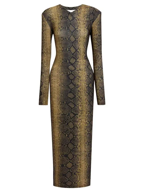 Norma Kamali Snakeprint Stretch-jersey Maxi Dress - Army Green
