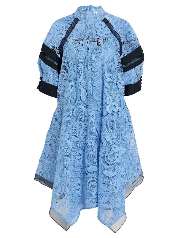 3.1 Phillip Lim Corded Lace And Cotton-twill Dress - Light Blue