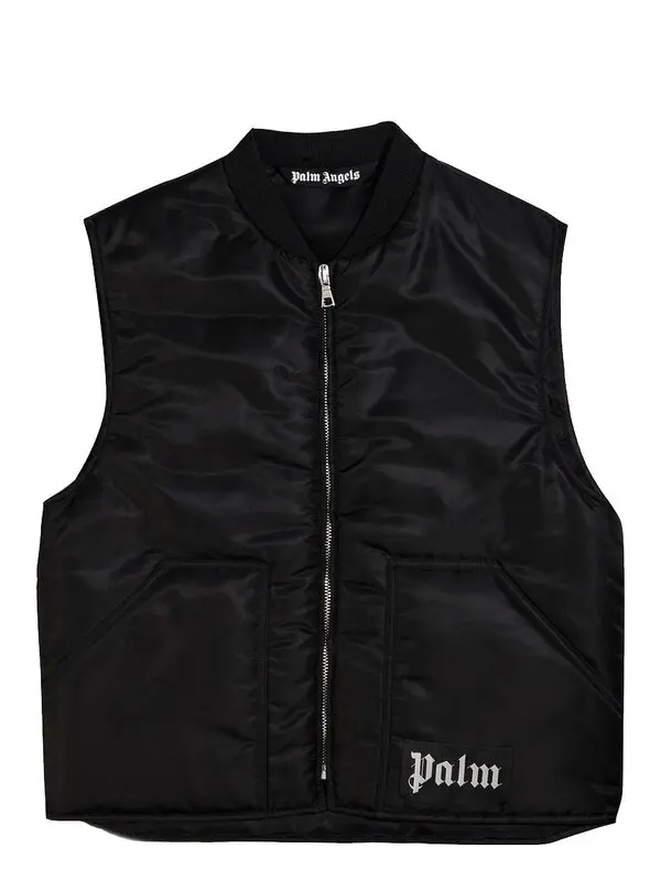 Palm Angels Padded Printed Shell Vest - Black