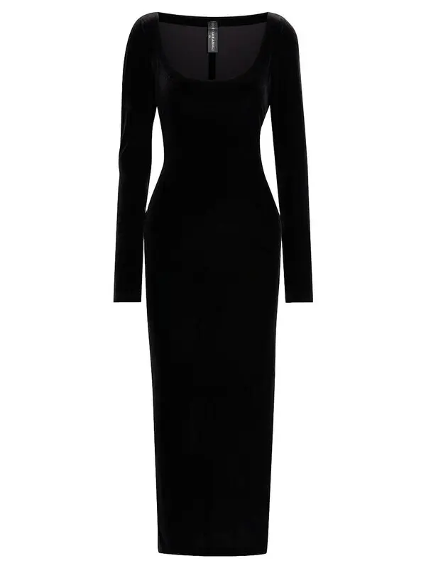 Norma Kamali Stretch-velvet Midi Dress - Black