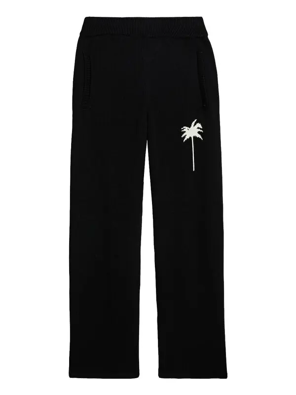 Palm Angels Intarsia Cotton And Merino Woolblend Sweatpants - Black