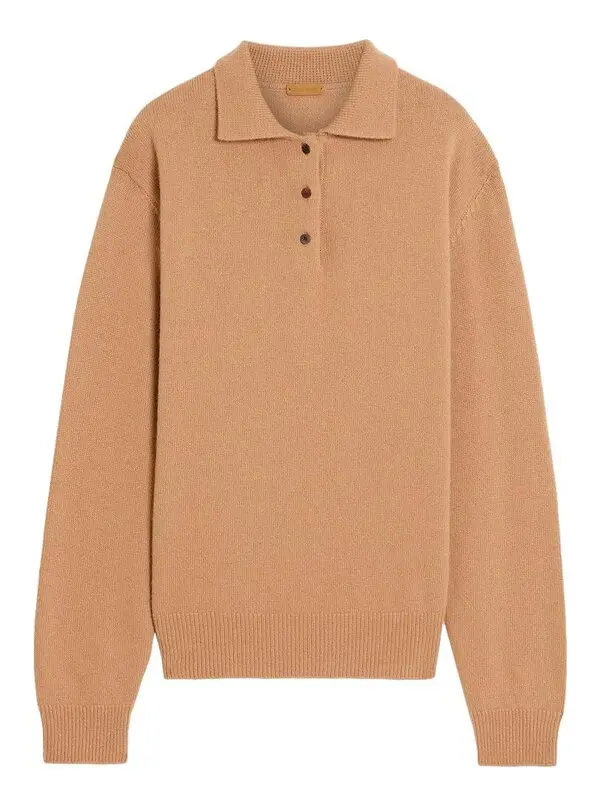 LE17SEPTEMBRE Knitted Polo Sweater - Camel