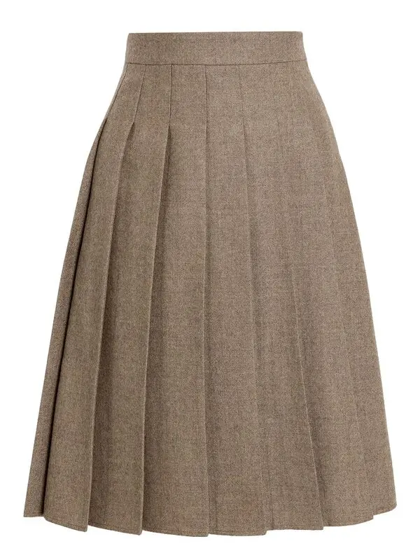 LE17SEPTEMBRE Pleated Wool-twill Skirt - Taupe