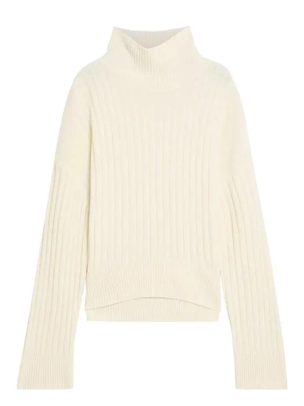 LE17SEPTEMBRE Ribbed Wool Turtleneck Sweater - Ivory