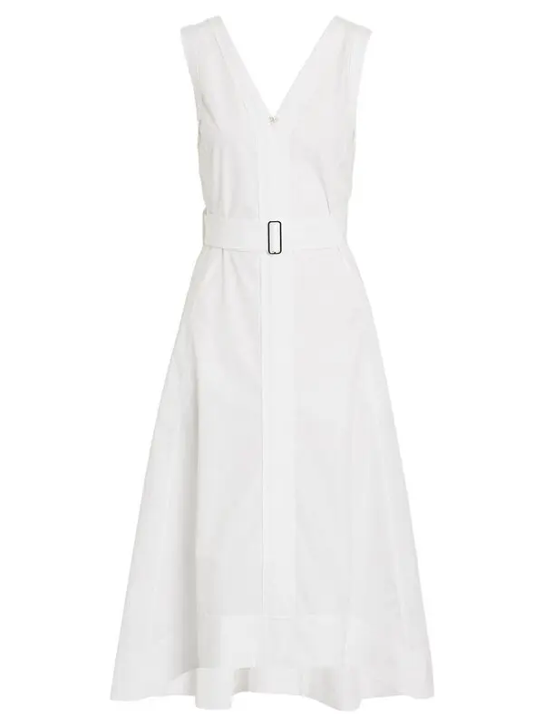 3.1 Phillip Lim Belted Cotton-blend Poplin Midi Dress - White