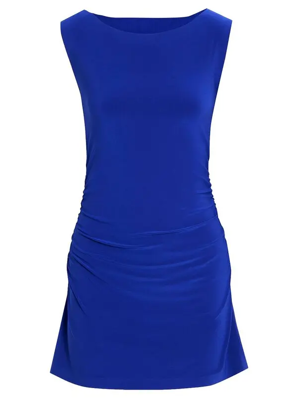 Norma Kamali Pickleball Ruched Mini Dress - Bright Blue