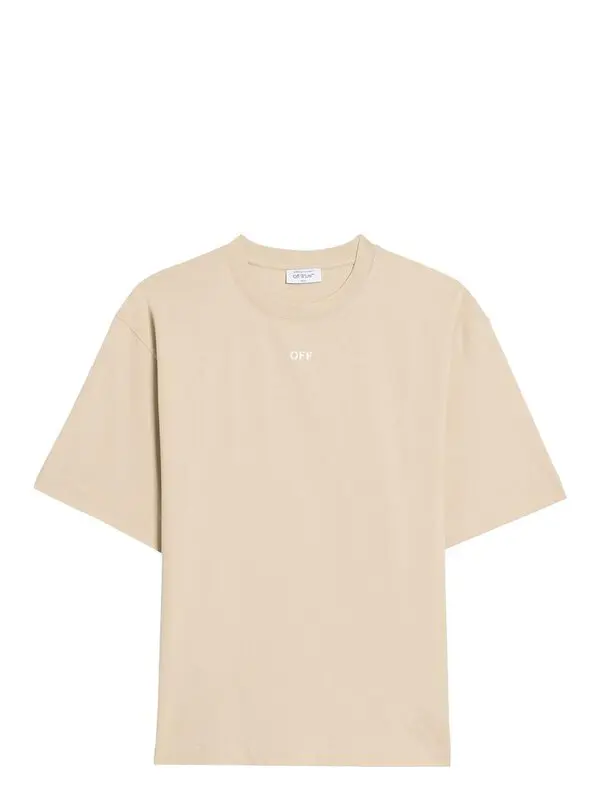 Off-White Printed Cottonjersey Tshirt - Beige