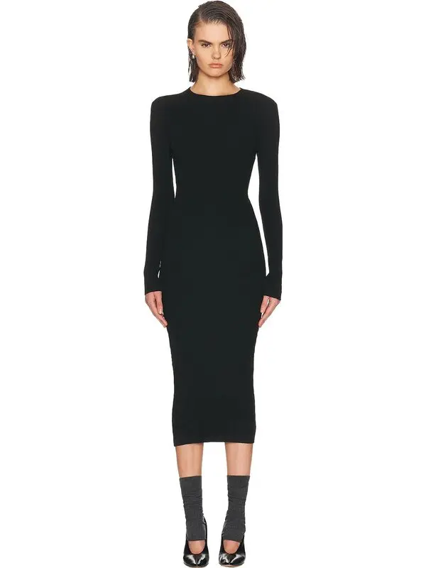 Fear Of God Essentials Ribbed Long Sleeve Dress - Vintage Black