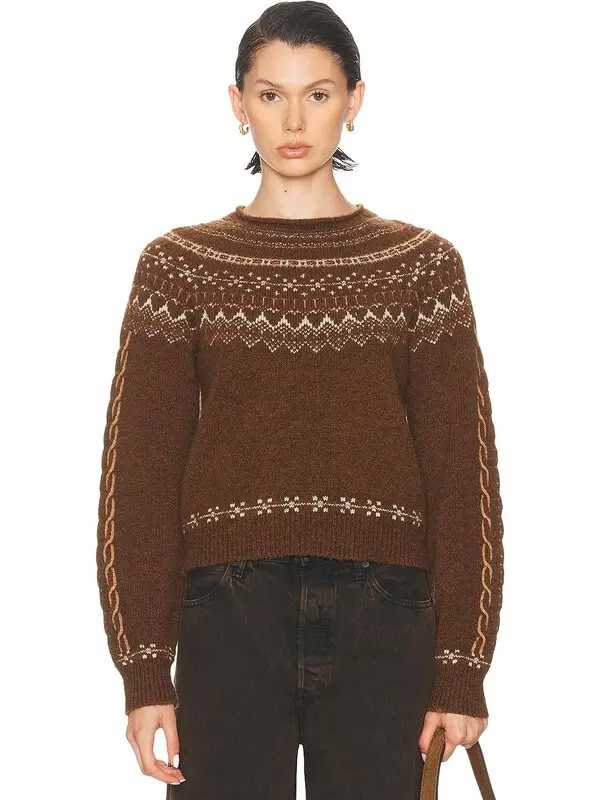 Guest In Residence Cloud Chalet Crewneck Sweater - Chestnut Combo