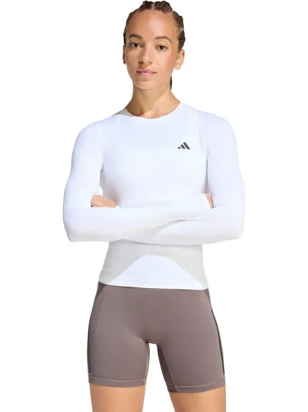 Adidas Power Essentials Workout Contour Long Sleeve Top - White