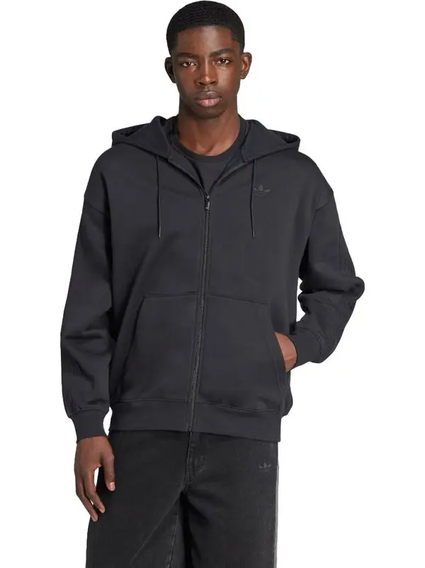 Adidas Adicolor Oversize Full-zip Hoodie - Black / Black