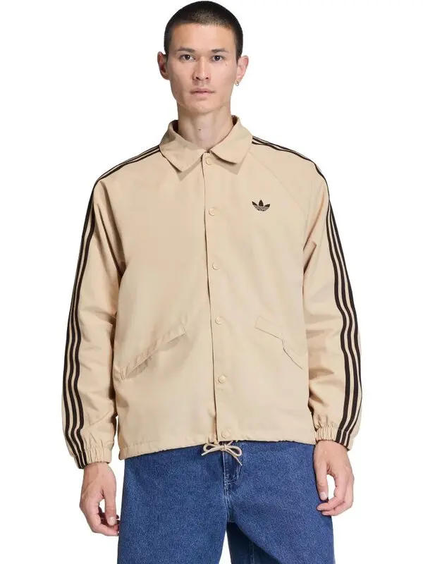 Adidas 3-stripes Coach Jacket - Stone Khaki