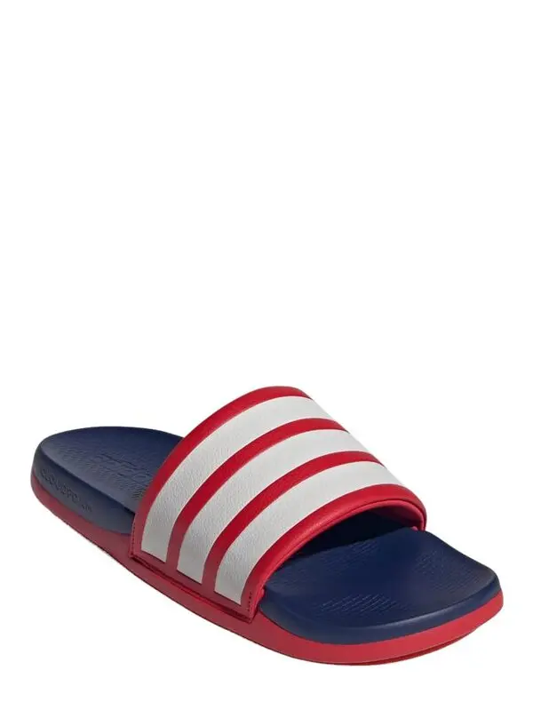 Adidas Adilette Comfort 2.0 Slides - Better Scarlet / Crystal White / Dark Blue
