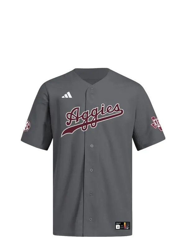 Adidas Texas A&m Dark Grey Full Button Jersey - Team Dark Grey