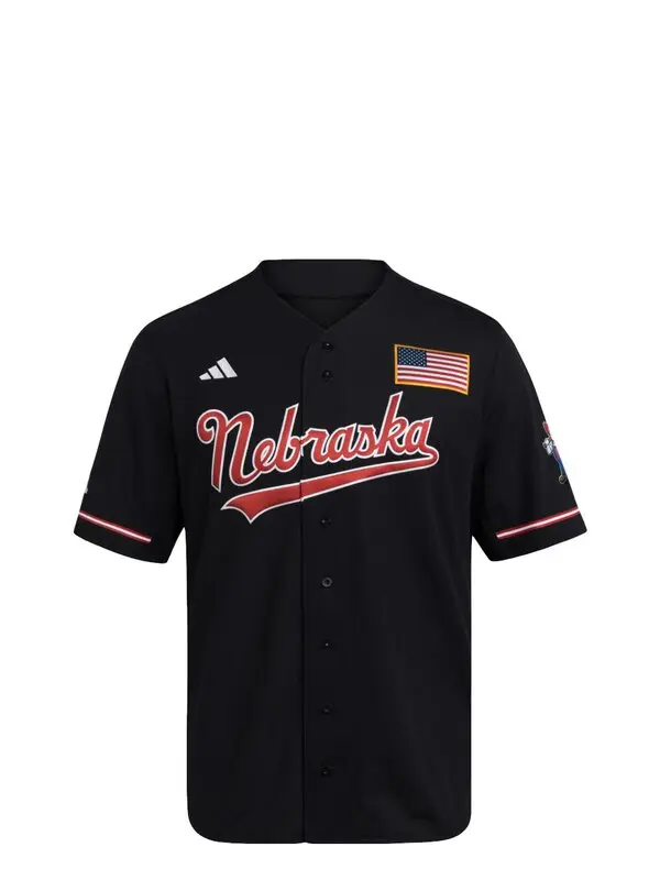 Adidas Nebraska Full Button Jersey - Black