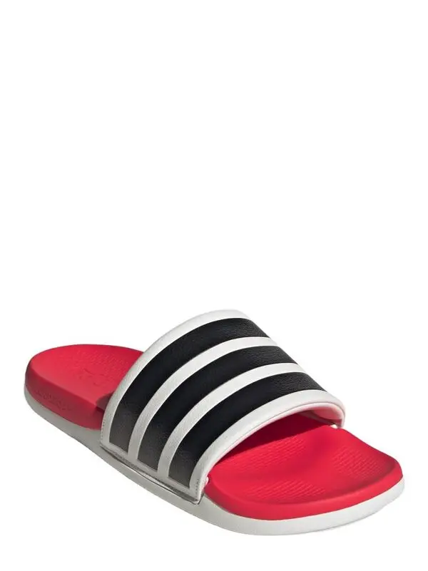 Adidas Adilette Comfort 2.0 Slides - Crystal White / Core Black / Lucid Red