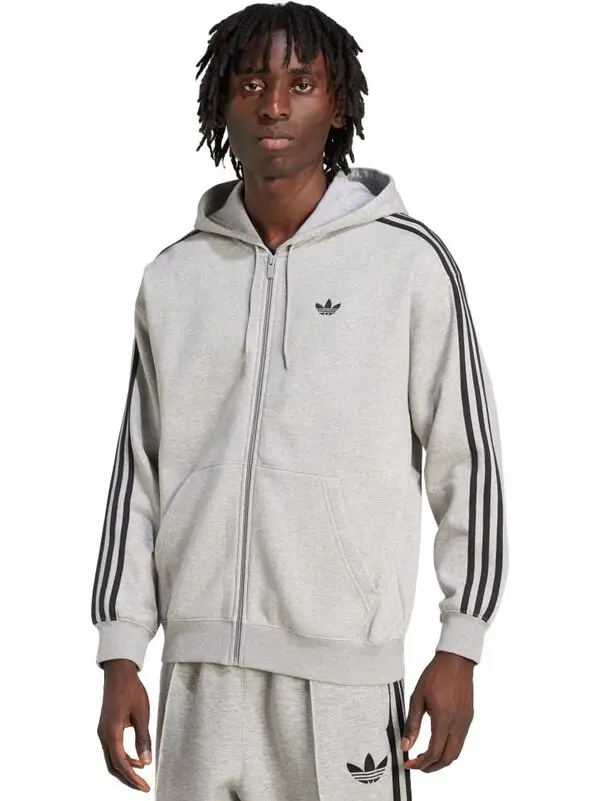 Adidas Adicolor Oversize Full-zip Hoodie - Medium Grey Heather / Black
