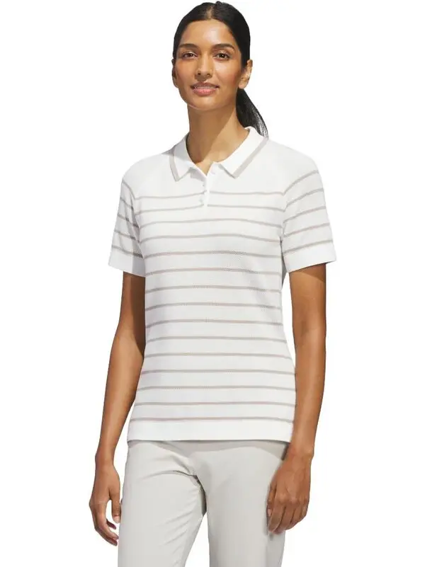 Adidas Ultimate365+ Stripe Knit Polo Shirt - White