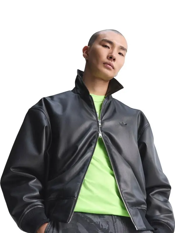 Adidas Premium Essentials Pleather Bomber Jacket - Black