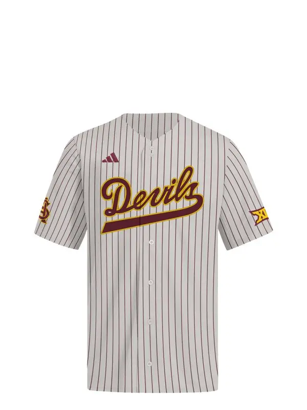 Adidas Arizona State Pinstripe Full Button Jersey - Team Mid Grey / Team Maroon